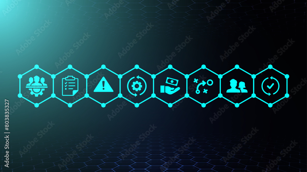 Business continuity concept icons, business peoples, management ...