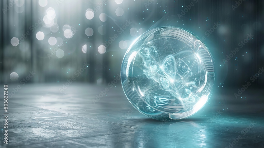A transparent, scientific infographic-style 3D sphere displaying ...