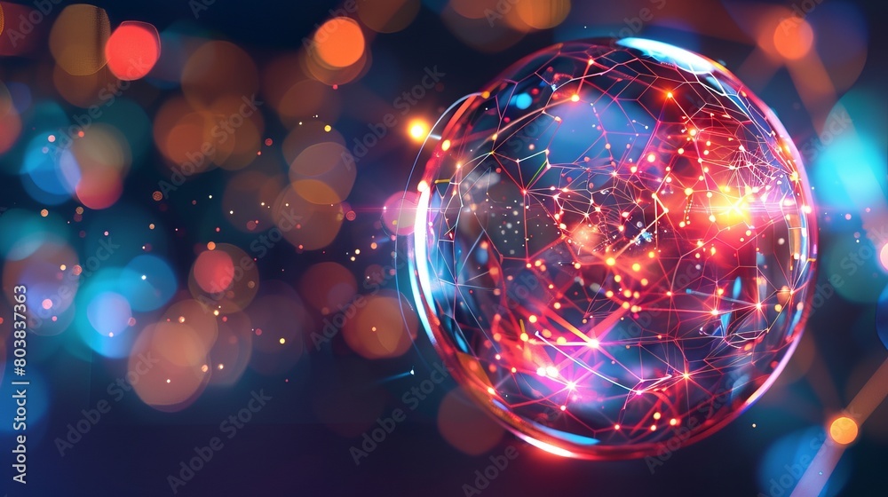 A transparent, scientific infographic-style 3D sphere displaying ...