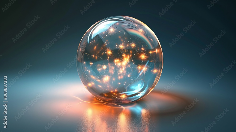 A transparent, scientific infographic-style 3D sphere displaying ...