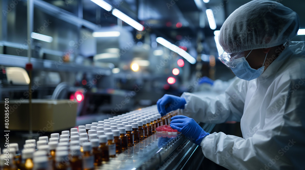 In the sterile environment of a modern pharmaceutical factory, a ...