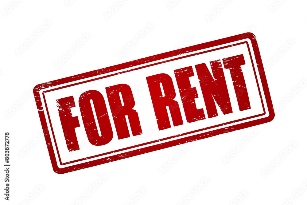 Vector realistic isolated red rubber stamp of "For Rent" logo for ...