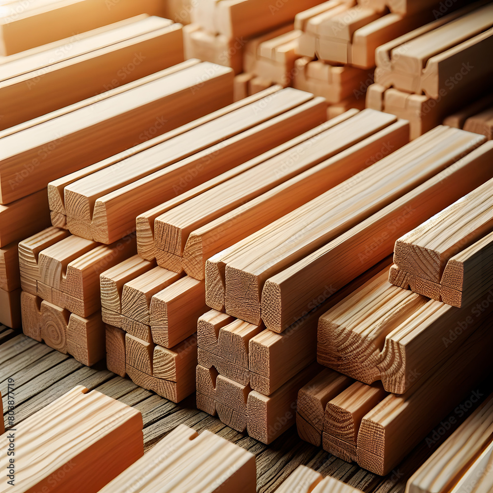 ia generated. Lumber planks and boards Wood processing. Joinery work ...