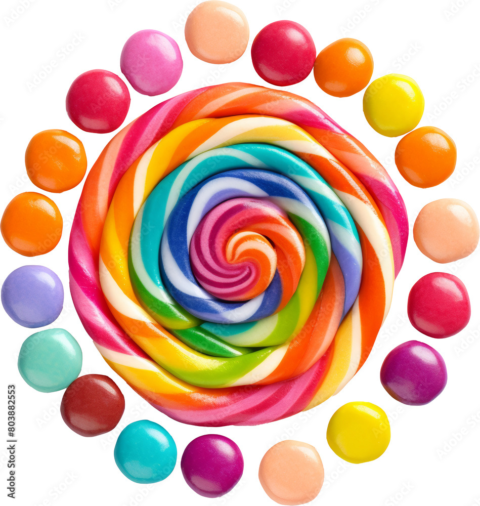 rainbow candies isolated on white or transparent background ...