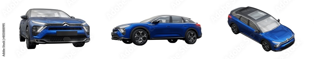 Paris, France. April 05, 2023. Set stylish and spacious navy blue ...