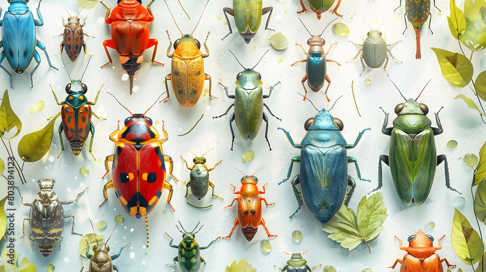 Diverse Collection of Hyper-Detailed Colorful Insects and Bugs in ...