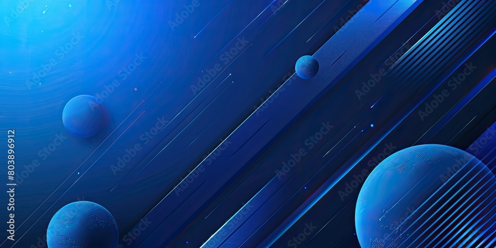 Blue background with diagonal lines and planet spheres, creating an ...