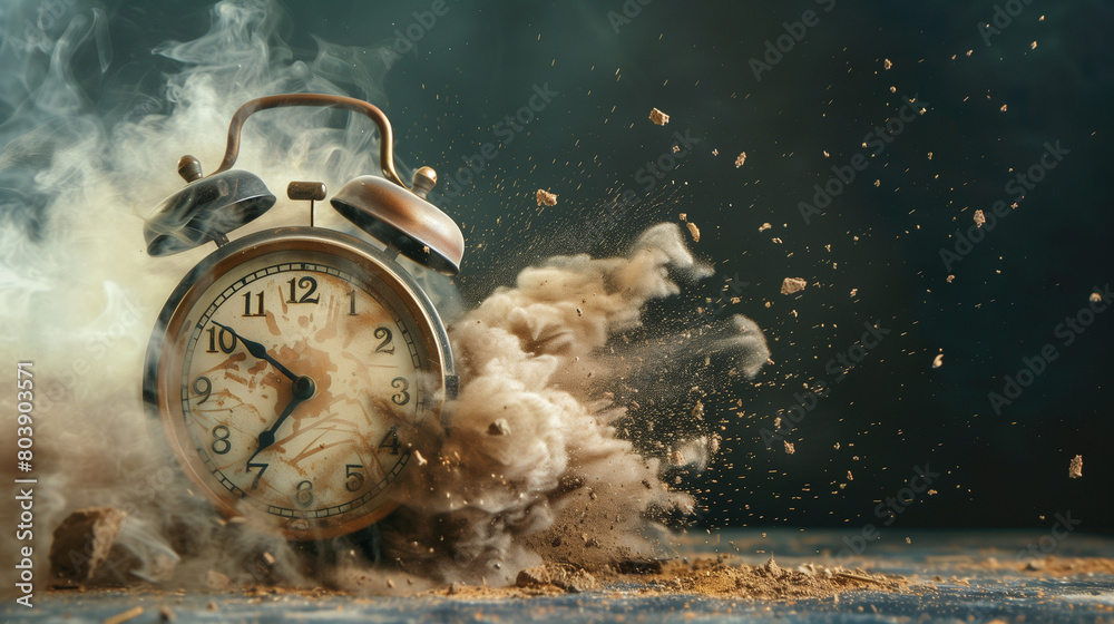Time is passing away Concept clock breaks down into dust particle Stock ...