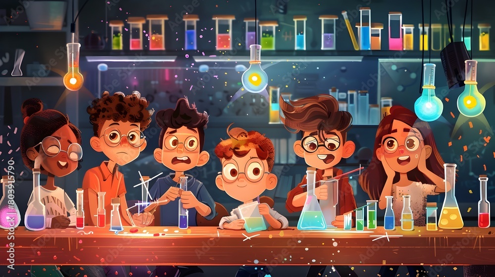 Animated Kids Conducting Science Experiments in a Laboratory Setting ...