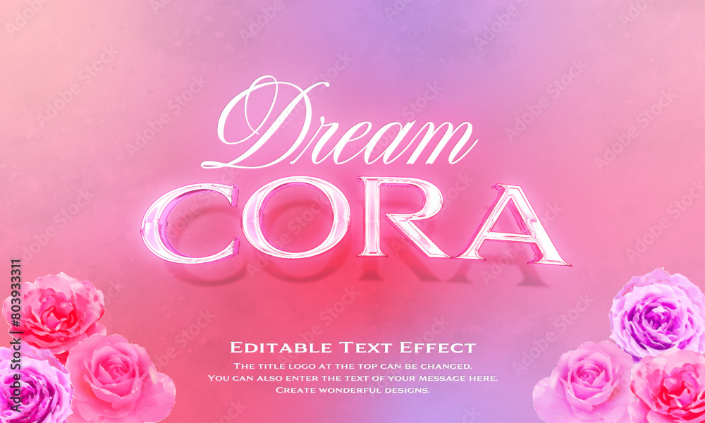 ”Cora Dream” Editable title logo text style effect.A fantastic space ...