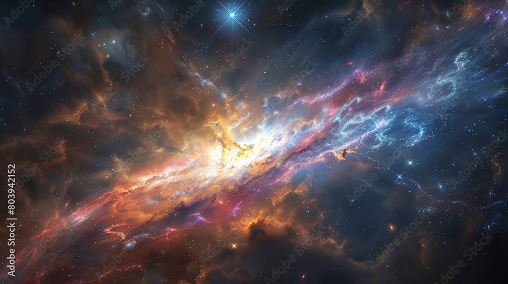 A serene yet powerful depiction of a galaxy core, its calm center ...