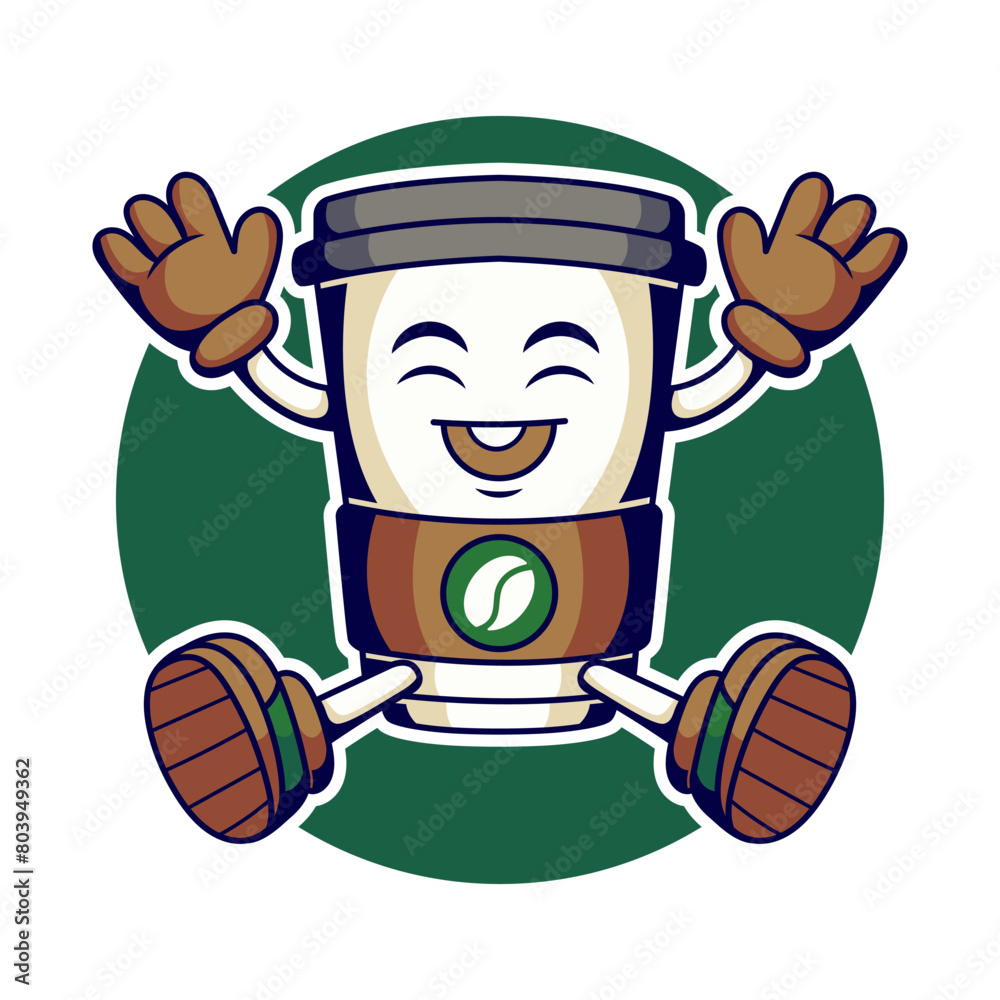 Vector mascot for Starbucks Coffee Cup with Happy face and jumping pose ...