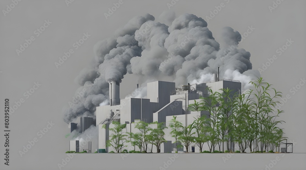 Flat Line Design Style Factory Icon, Outline Symbol Vector ...