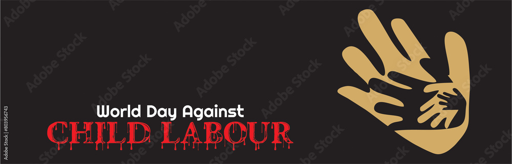 World day against Child Labor (WDACL), June 12. Banner for media and ...