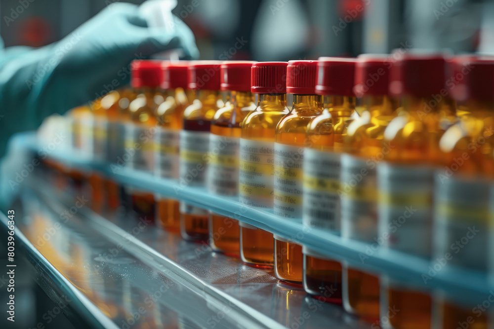 Blood donor concept. Doctor collect blood sample and hold needle into ...