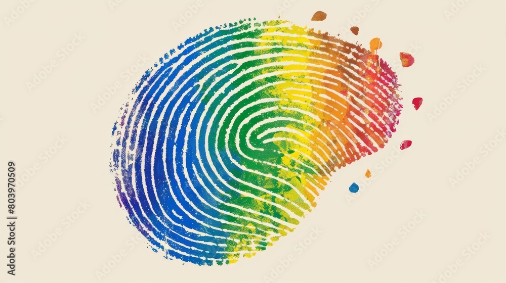Rainbow fingerprint for June Pride Month. Image of support for LGBTQ ...