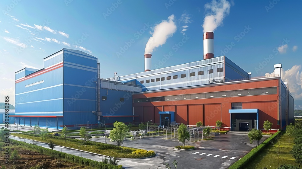 Garbage sorting plant general view of the whole building. A huge ...