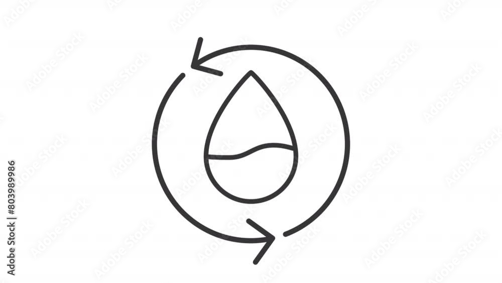 Water cycle line animation. Raindrop animated icon. Circle rotating ...