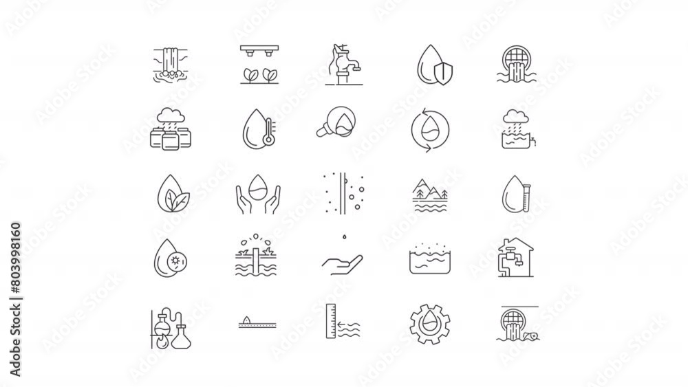 Filtration systems animation set. Hydrology animated line icons ...