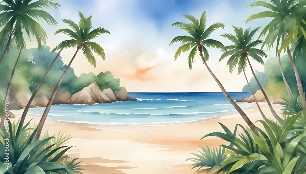 Sea beach landscape. Cartoon summer sunny day, ocean view the ...