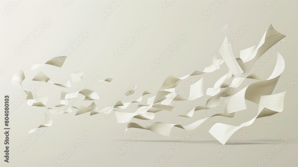 Curled paper sheet flying in the air with shadow in 3d modern. Set of ...