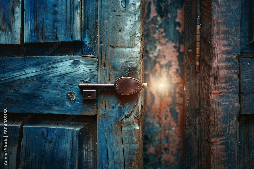 Open door with keys , new home concept Focus on a key new chapter in ...