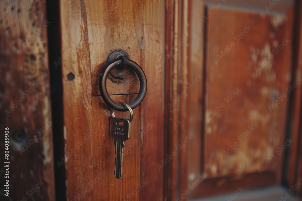 Open door with keys , new home concept metaphorical journey of stepping ...