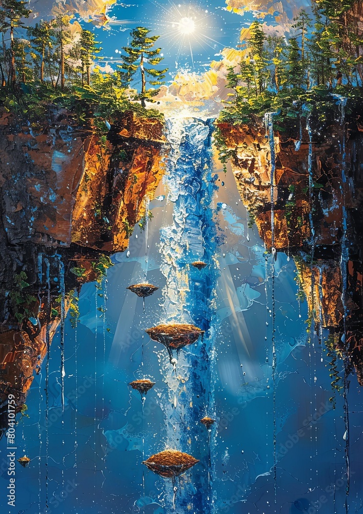 Oriental Winds and Floating Islands: Surreal Abstract Painting of ...