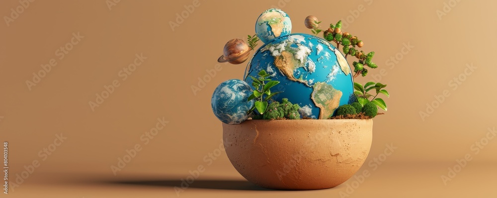 Earth in a pot alongside other planets, Show the potential for Earth to ...