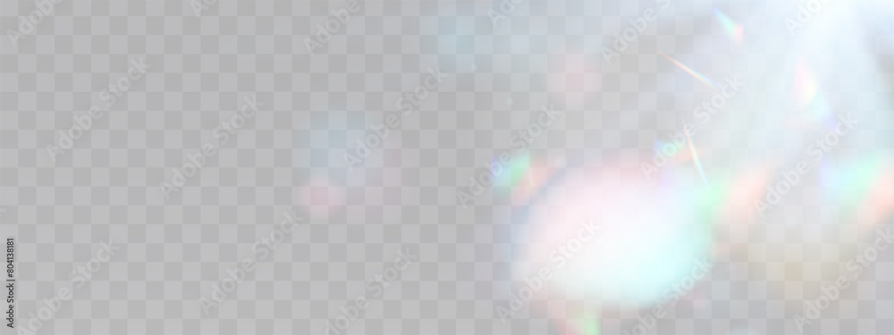 Light lens prism effect on transparent background. Holographic ...