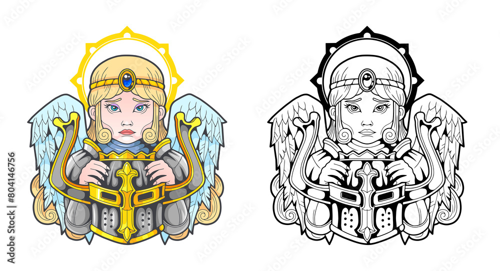 cute girl guardian angel, design illustration Stock Illustration ...