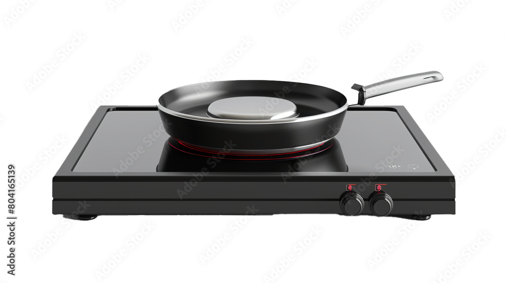 A smart electric griddle with non-stick surface on a transparent ...