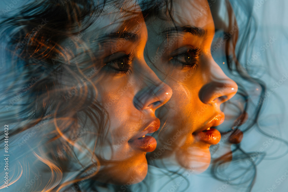 Dissociative personality disorder concept, illustration of different ...