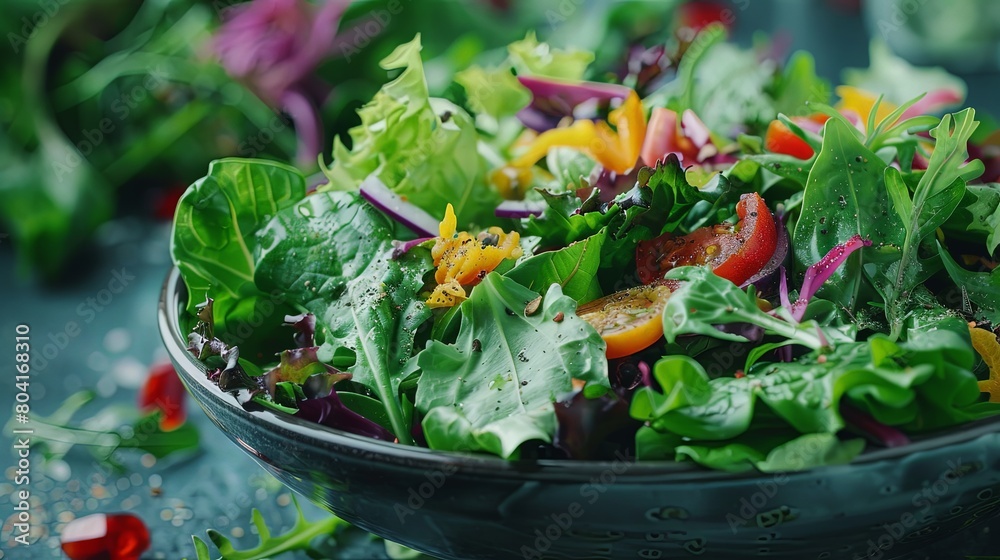 Crisp Salad Perfection: Mouthwatering visuals of crunchy salad greens ...