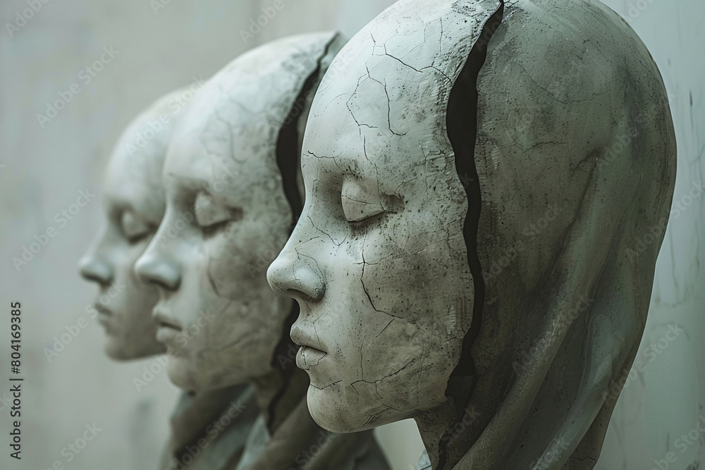 Dissociative personality disorder concept, illustration of different ...