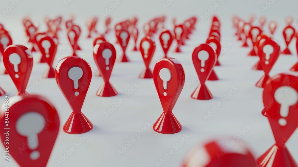 Gps navigation symbols, red geo markers, and 3D map pointers isolated ...