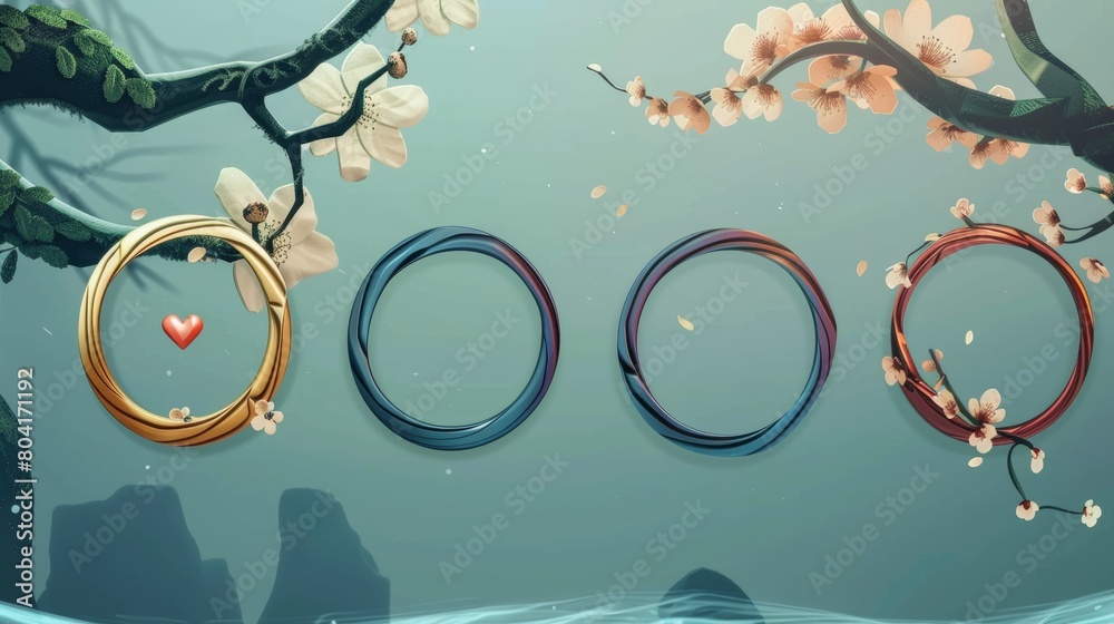 Game avatar frames in round shapes, elegant fantasy circles with ...