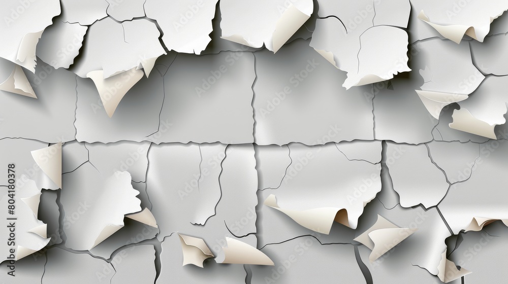 Crack of paint or paper isolated on transparent background. Closeup ...