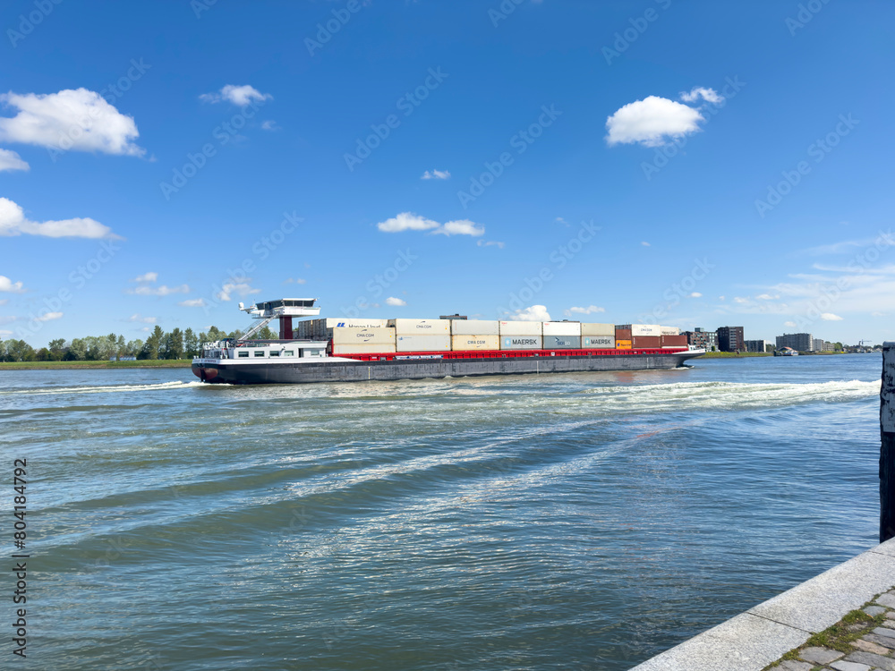 Dordrecht, Netherlands - April 29, 2024: Inland barge freight shipping ...