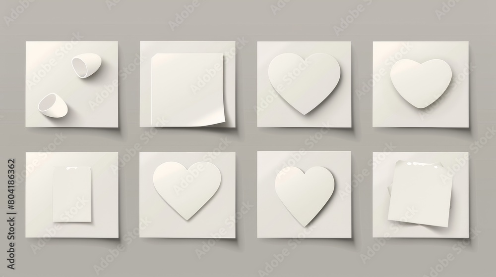 Peel off paper labels with circles, squares, rectangles, and hearts ...