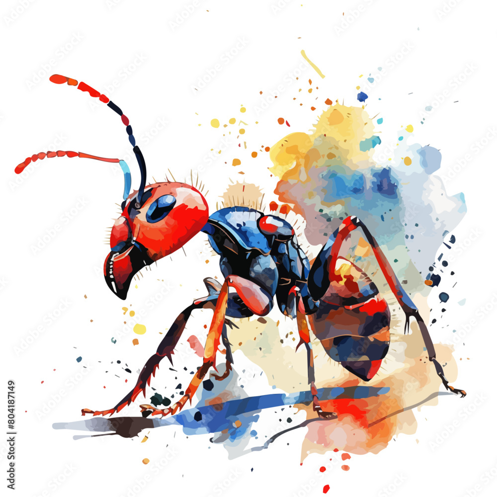 Watercolor drawing of a ant clipart , isolated on a white background ...