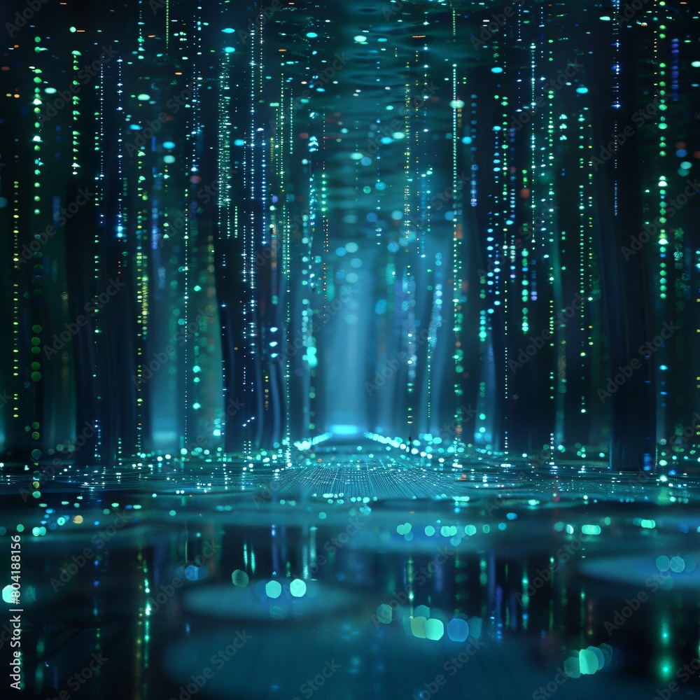 Data Flow Diagram In Blue 3d Visualization Of Blue Data Lake And Data Pipeline Stock
