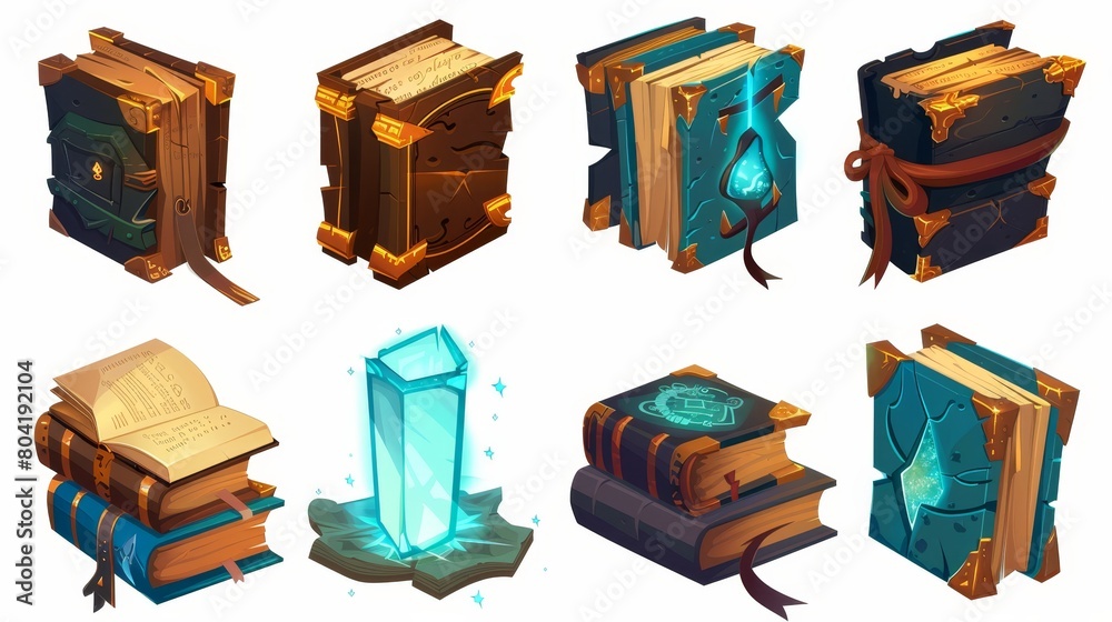 The medieval book of magic spells with a mysterious glow. Modern ...