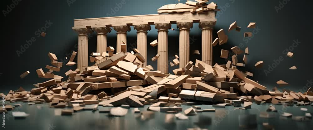 Realistic 3D broken bank sign, minimalist approach to financial crisis ...