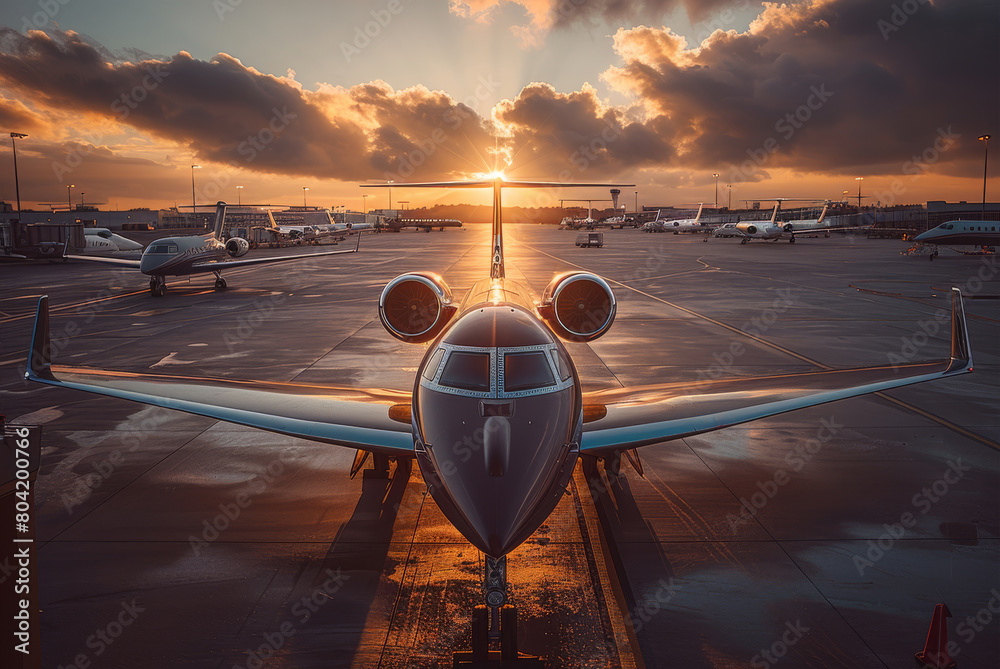 A Private Jet fleet, a trio of different private jets organized like a ...