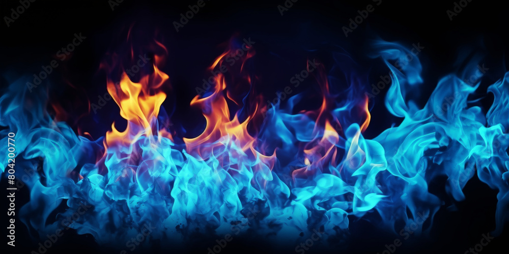 exture of blue fire on black background, Flame, blue fire with smoke on ...