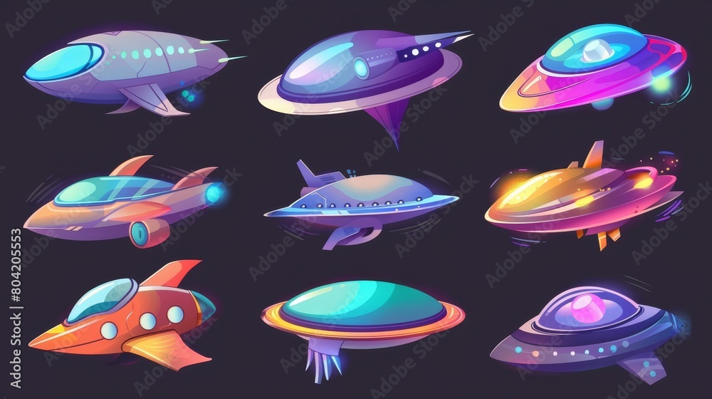 UI asset collection featuring alien spaceships. Transport transport for ...