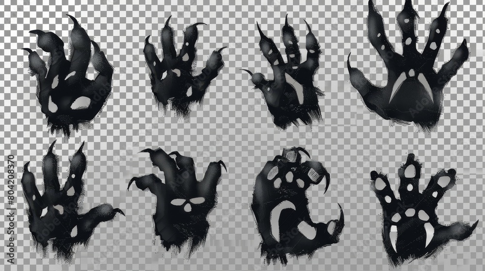 Set of realistic animal claw marks isolated on transparent background ...