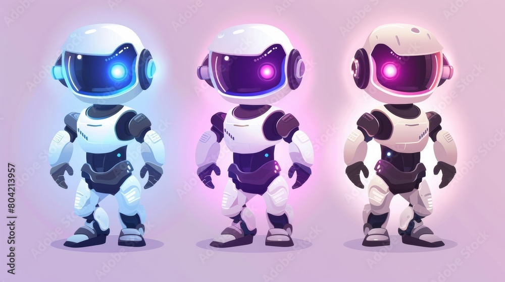 Modern Cartoon Illustration Of Cute Ai Robot Character Level Evolution For Game Tech Future