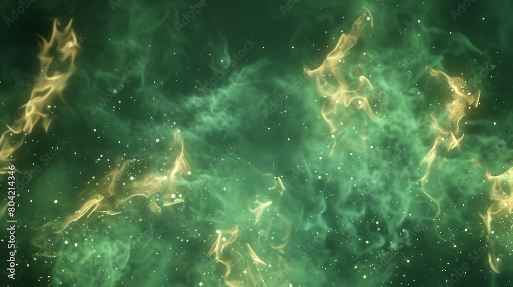 A green fire effect overlay on top of an ember and smoke realistic ...